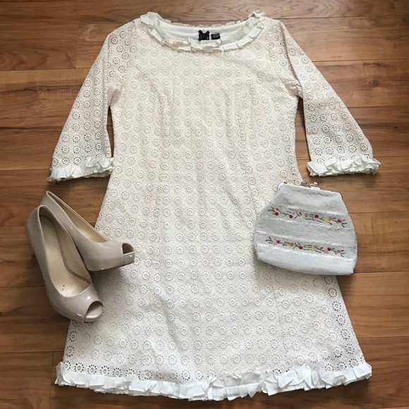 Nick & Mo | Dresses | Pretty Cream Nick Mo Dress With Ruffle Trim ...